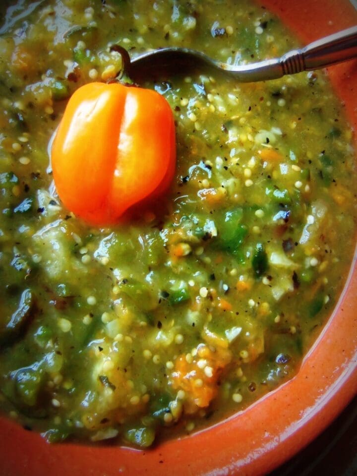 Blackened Tomatillo Poblano Salsa with Habanero Pepper - Pahl's Market